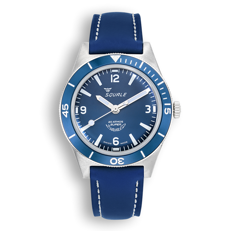 Super Squale Arabic Numerals Blue Leather