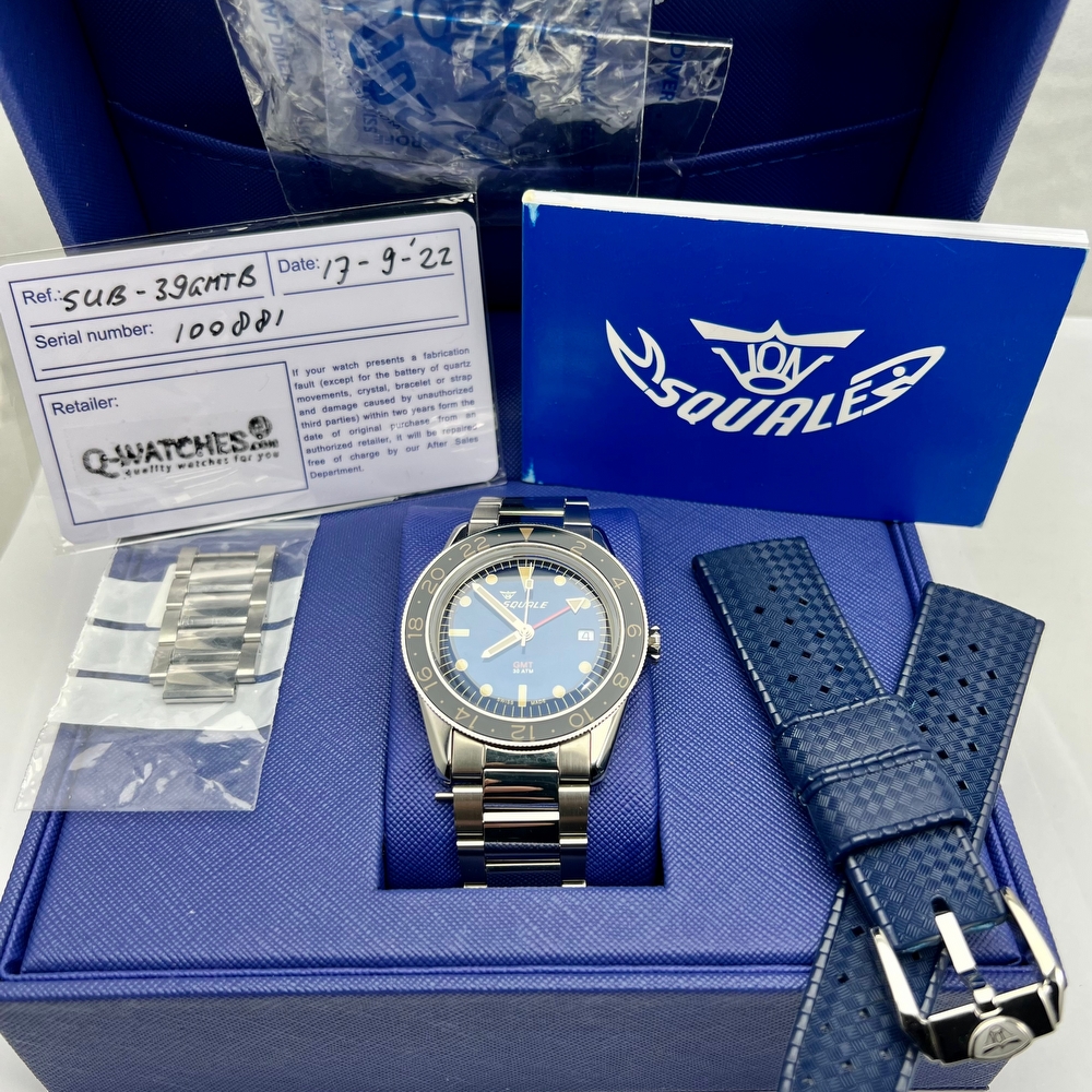 Squale Sub 39 GMT Blue Vintage Bracelet and Tropic