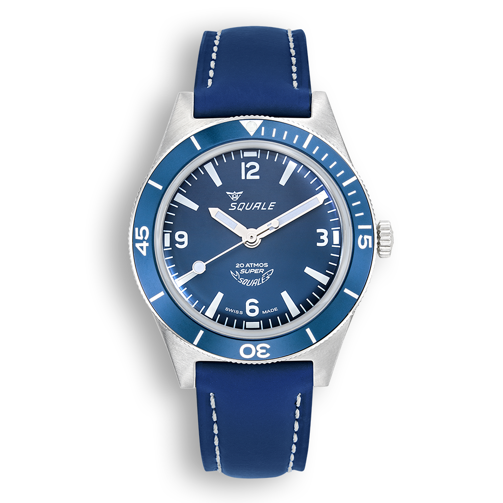 Super Squale Arabic Numerals Blue Leather